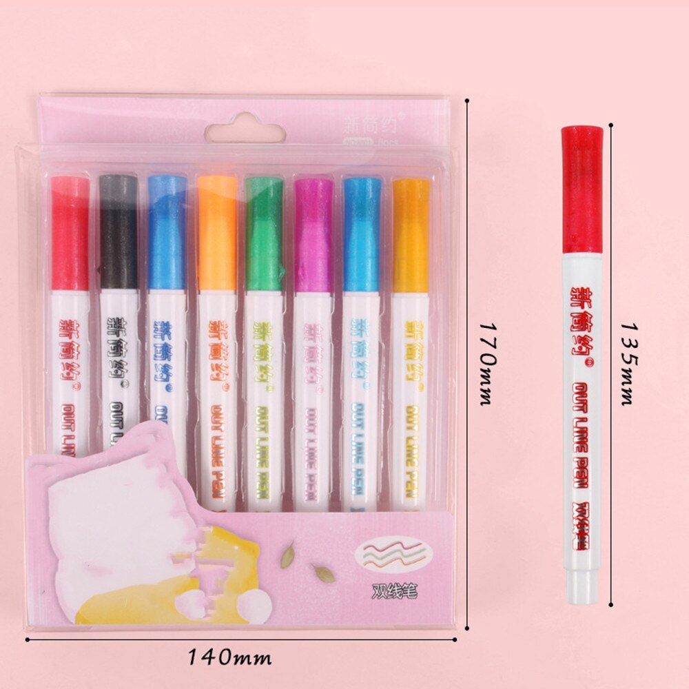 8pcs/set Double Lines Contour Color Art Pens Marke... – Vicedeal