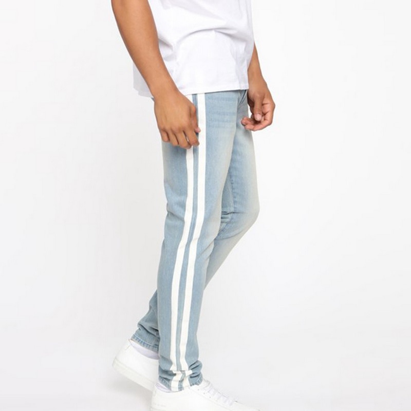 HEFLASHORStriped Skinny Jeans cintura Jeans hombre... – Grandado