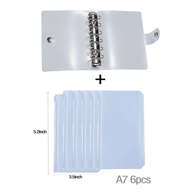 Aasjbofa A6 A7 Size Clear PVC Binder Pockets 6-Rin... – Vicedeal