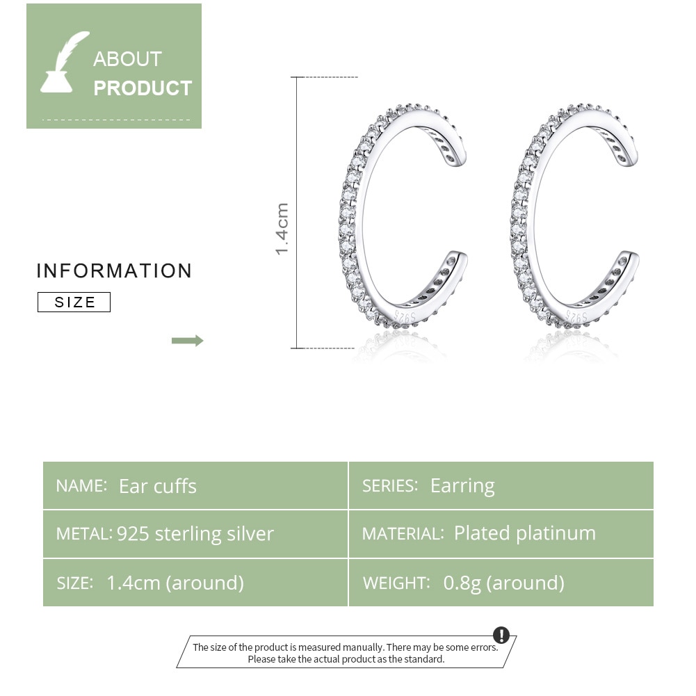 WOSTU 925 Sterling Silver Ear Cuff Clip Earrings R... – Grandado