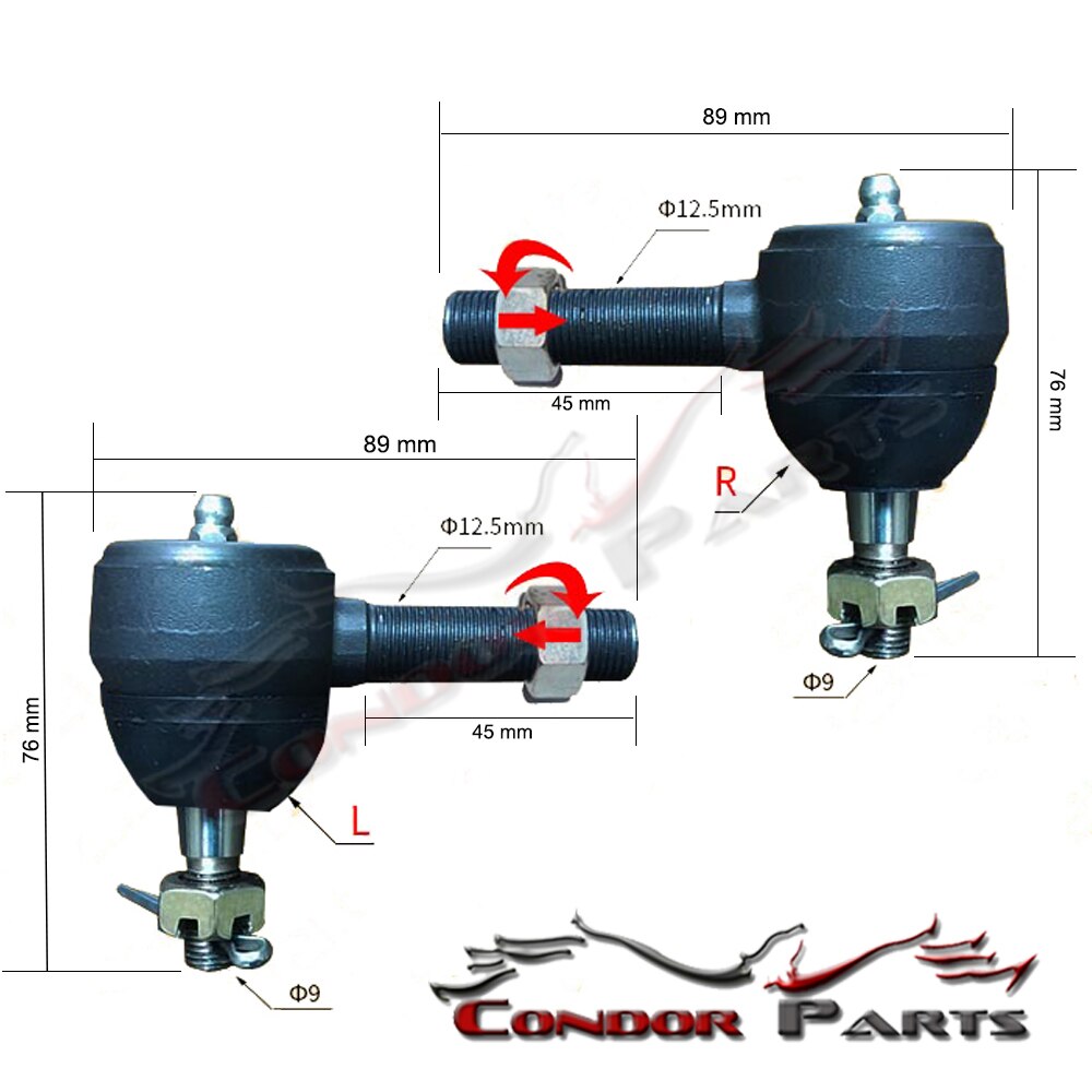 Condor Parts - Golf Cart Thread Tie Rod End with G... – Vicedeal
