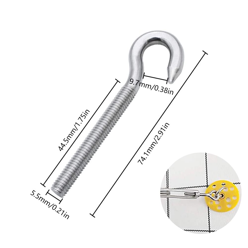 5/10PCS M6 Hook Bolts Screw Steel Hook Bolts Hangi... – Grandado