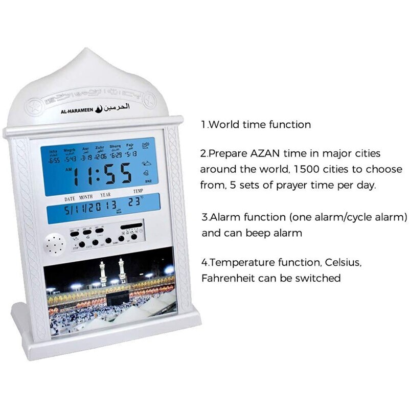 Azan Clock Athan Prayer Clock Automatic Azan Wall ... – Grandado