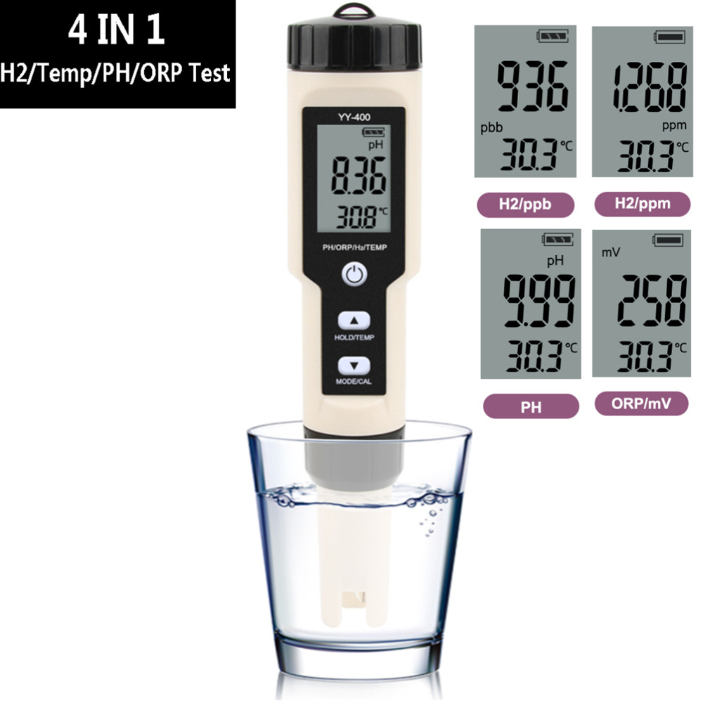 4 in 1 PH/H2/TEMP/ORP Meter Hydrogen Ion Concentra... – Grandado