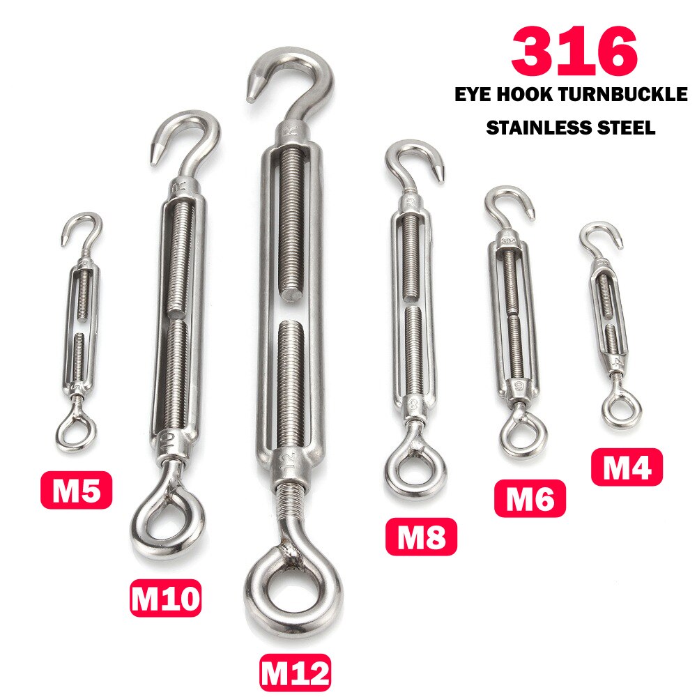 4 Pcs M4/M5/M6/M8/M10/M12 Eye Haak Spanschroef Rvs... – Grandado