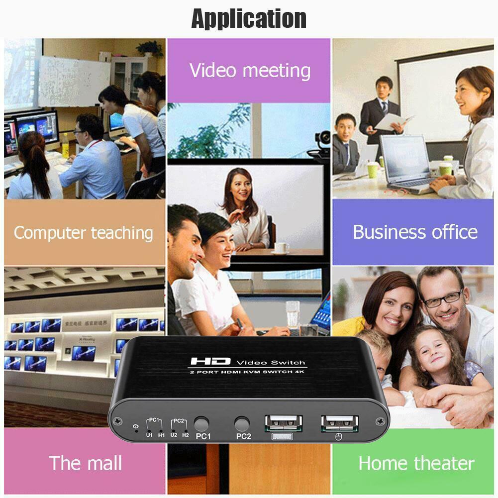 2 Port For Sharing Monitor KVM 4K Mini Splitter Vi... – Vicedeal