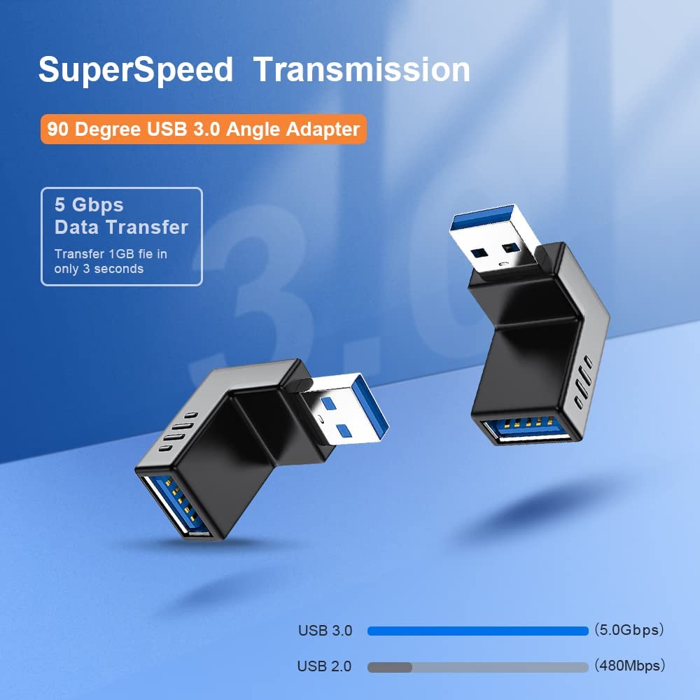 USB 3.0 Adapter 90 Degree Male to Female Combo Ver... – Grandado