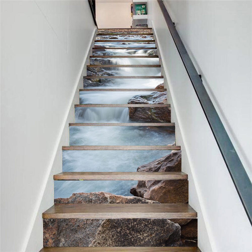 13Pcs/Set Diy 3D Waterfall Stair Stickers Pvc Wate... – Grandado