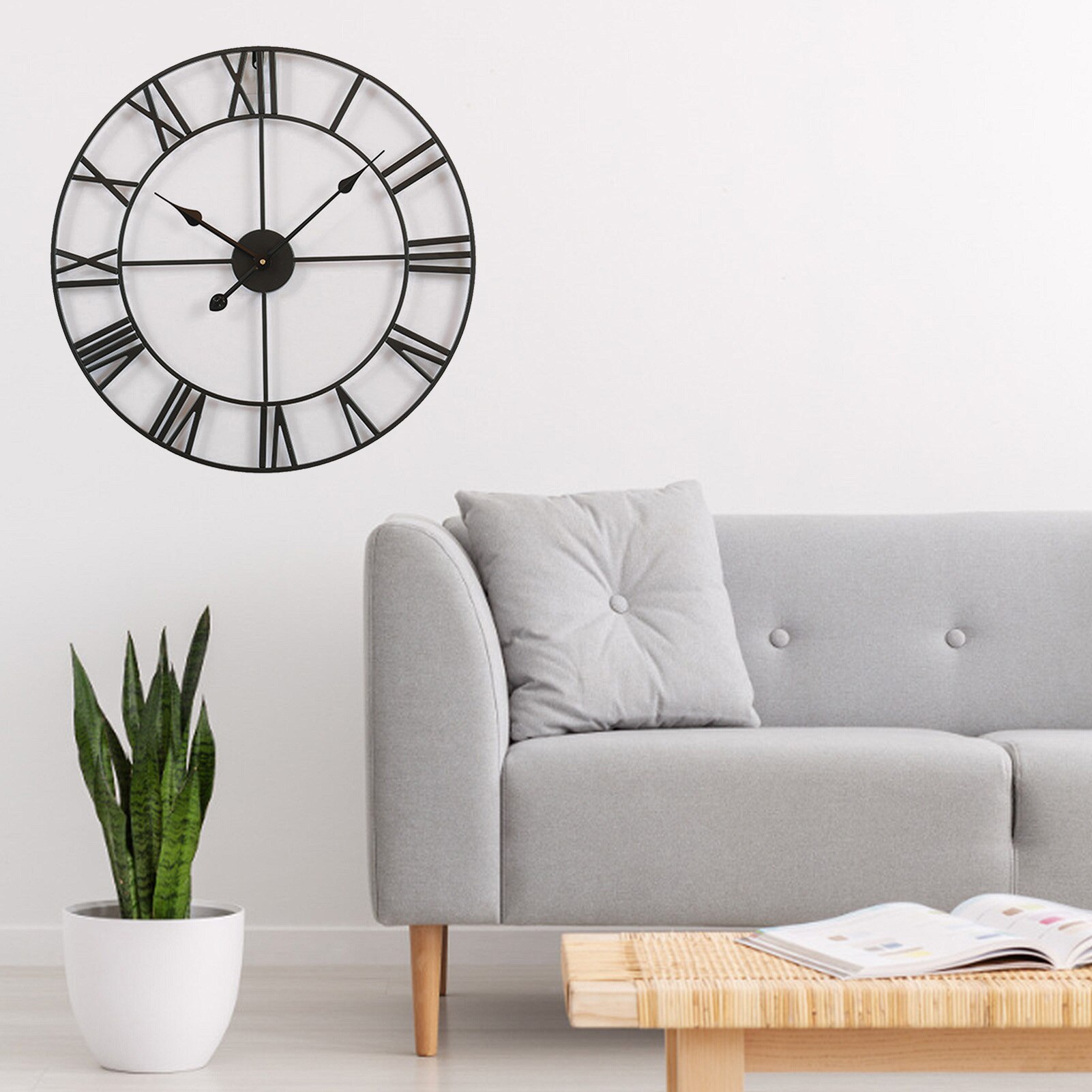 White Round Wall Clock European Style Roman Clock ... – Grandado