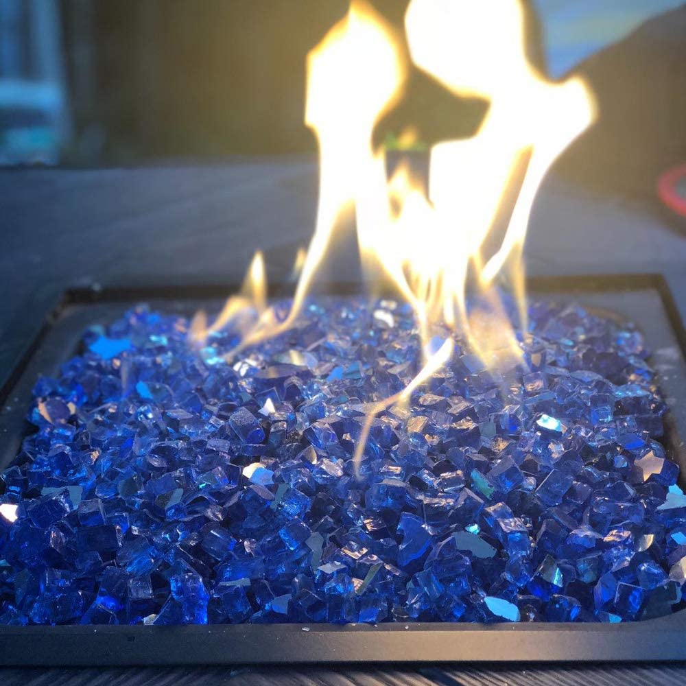 Fire Glass – 1/2 Inch and 1/4 Inch Reflective Tempered Fireglass with Fireplace Glass and Fire ...
