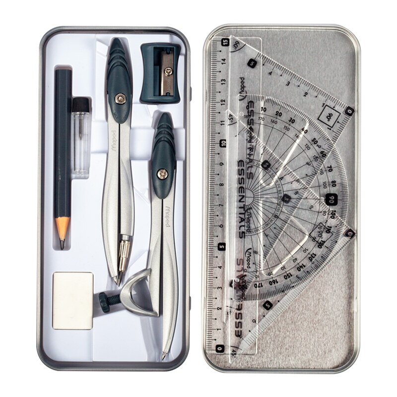 10pcs iron box + metal geometry protractor drawing... – Vicedeal