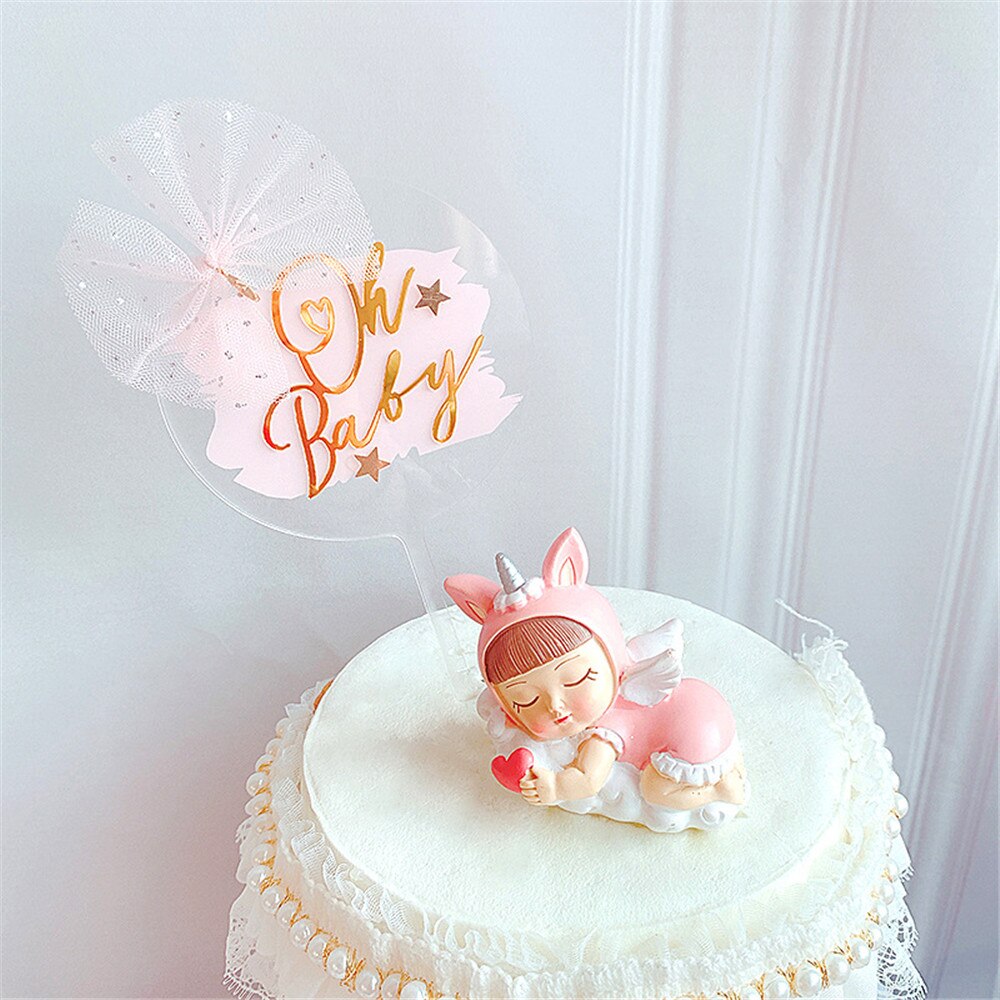 Cake Decoration Acrylic Blue Pink Knot Bread Oh Ba... – Grandado