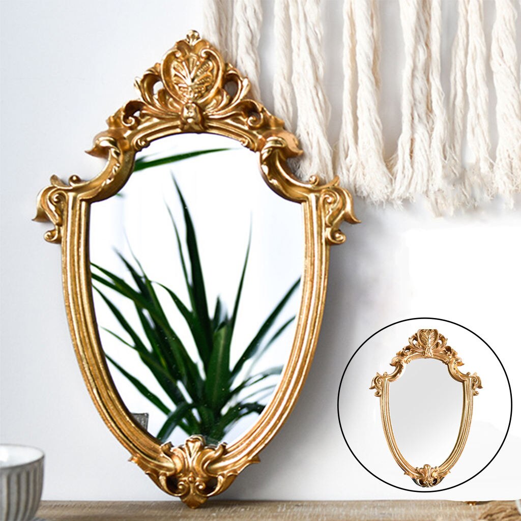 Antique Style Golden Decorative Makeup Mirror Art ... – Grandado