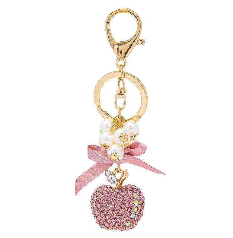 40@ Gem Apple Keychain Beautiful Pearl Bowknot Bac... – Grandado