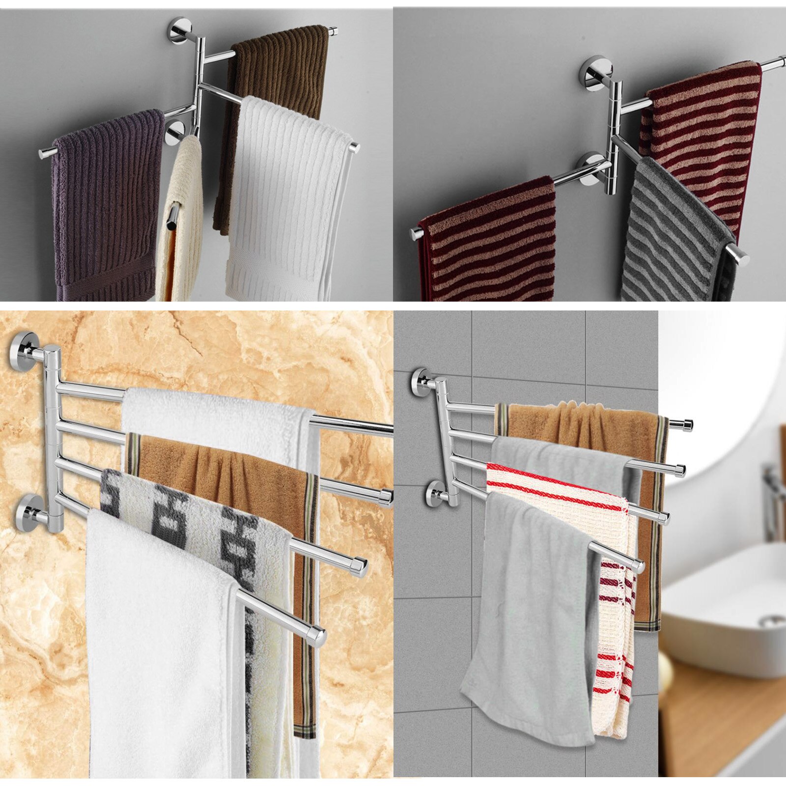 Anti-rust Stainless Steel Rotating Towel Rack Bath... – Vicedeal