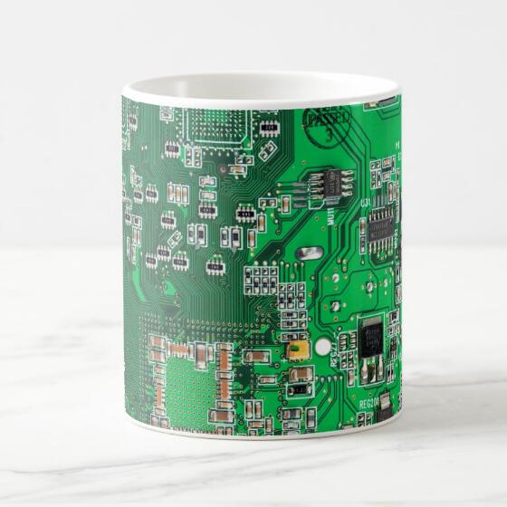 Green Computer Circuit Board Geek Coffee Mug Novel... – Grandado