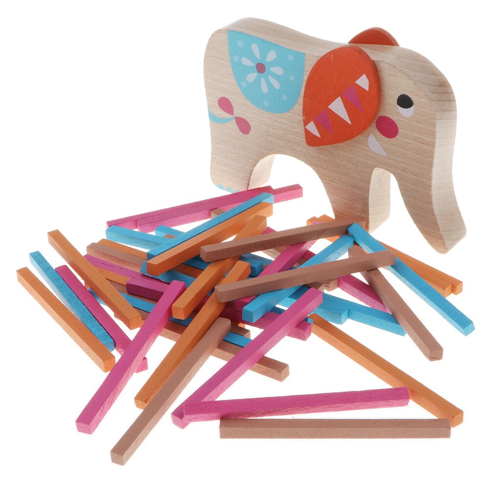 Wooden Colorful Balance Rods Stack on Elephant Sta... – Grandado