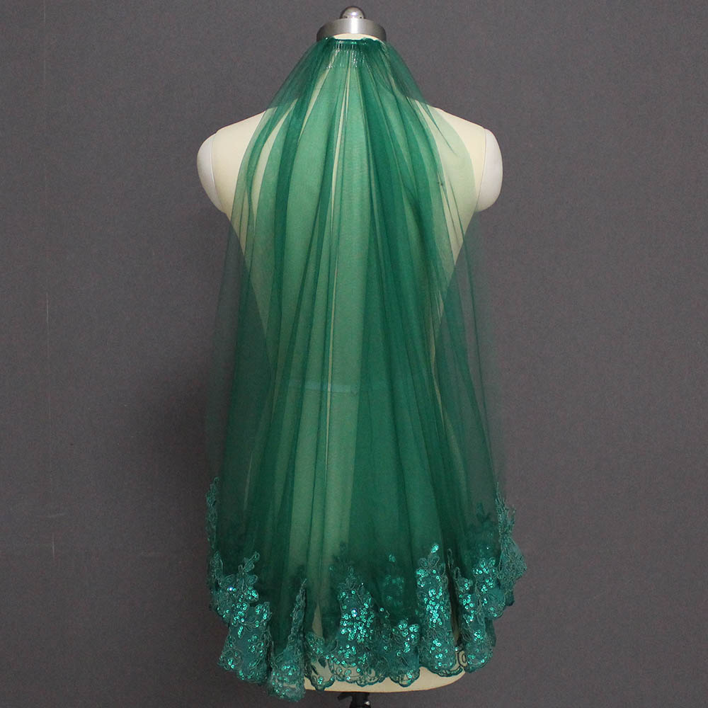 Green Short Wedding Veil Muslim Islamic One Layer ... – Grandado