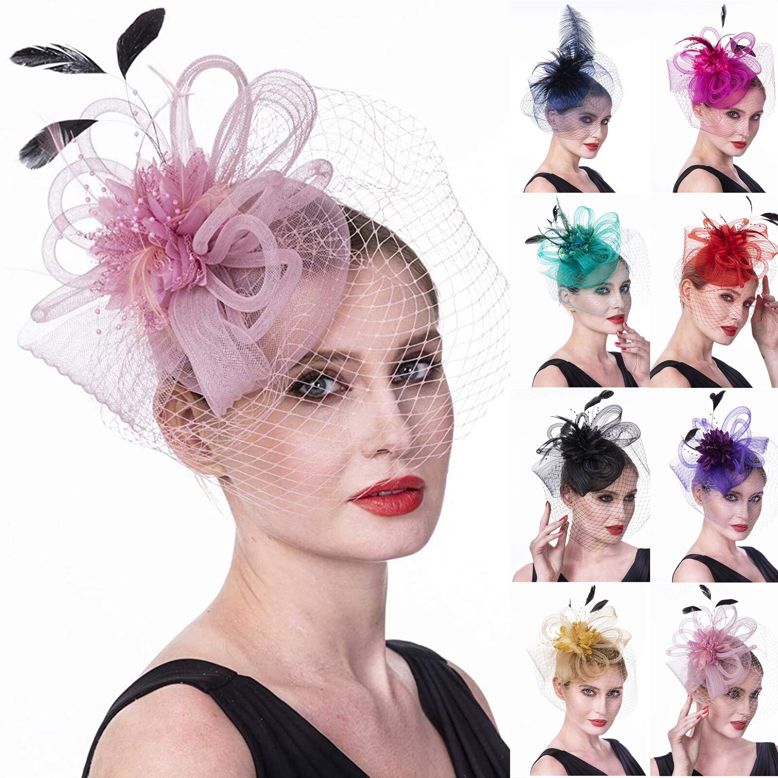 Vrouwen Meisjes Mesh Fascinators Hoed Cocktail Par... – Vicedeal