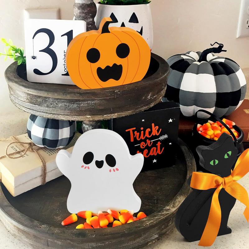 Halloween Table Signs 3X Wooden Halloween Tiered T... – Grandado