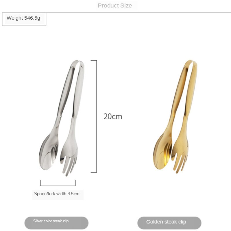 Stainless Steel Gold Salad Tongs BBQ Clips Bread S... – Grandado