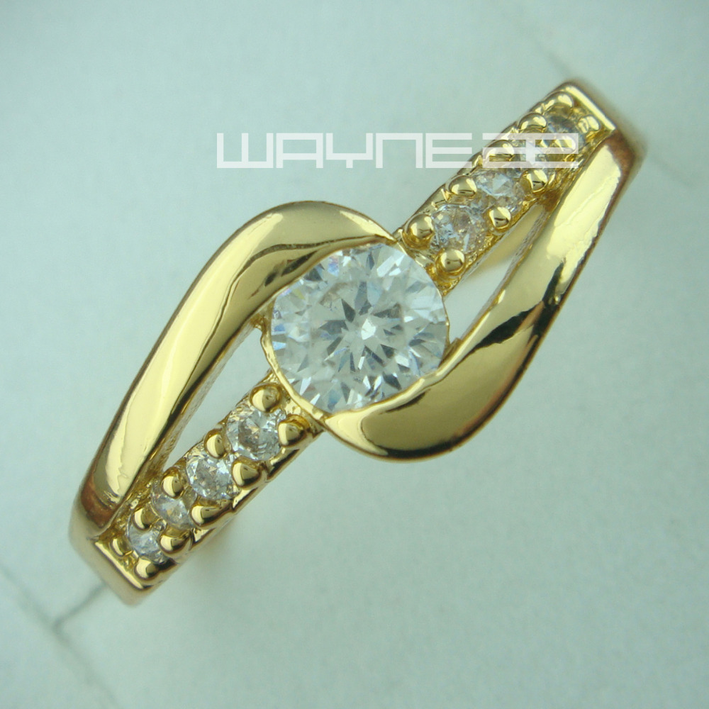 Gold color classic engagement ring R157 Size M O Q – Grandado