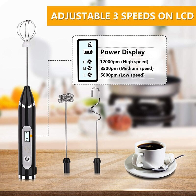 Melkopschuimer Handheld Usb Oplaadbare Lcd Elektri... – Grandado