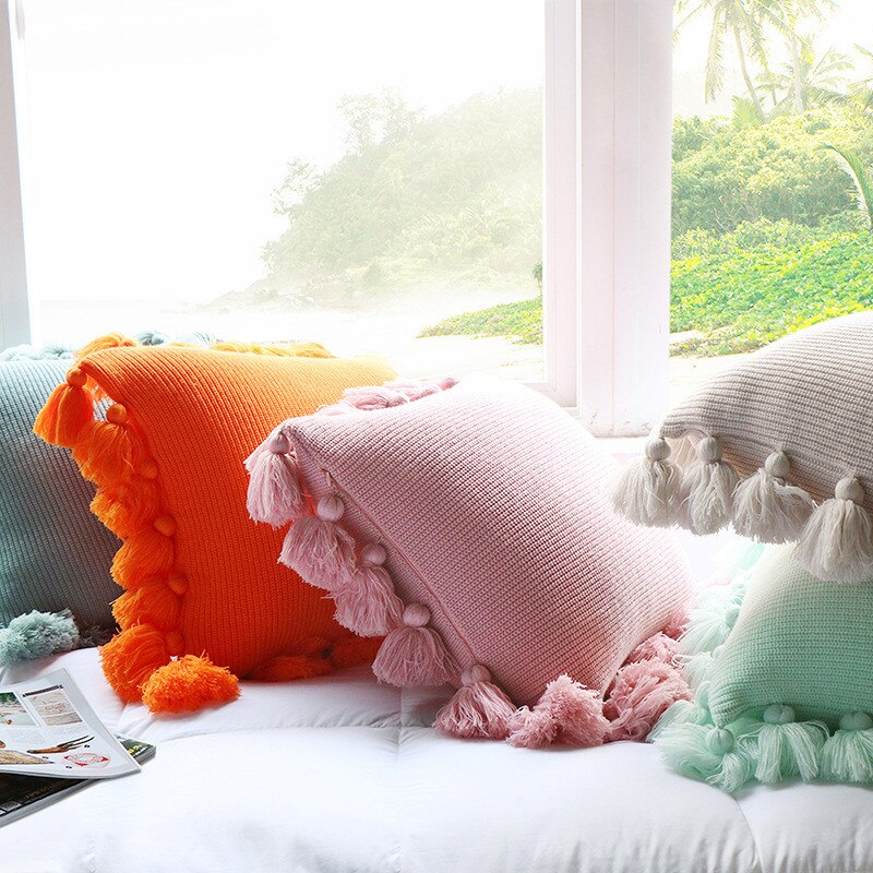 Knitting Tassel Pillow Soft Short Plush Pillow Pop... – Grandado