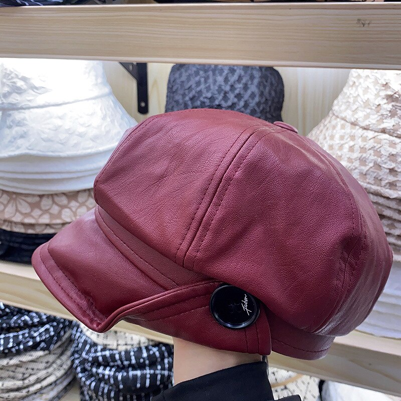 PU Newsboy Caps for Women Spring Octagonal Beret H... – Vicedeal