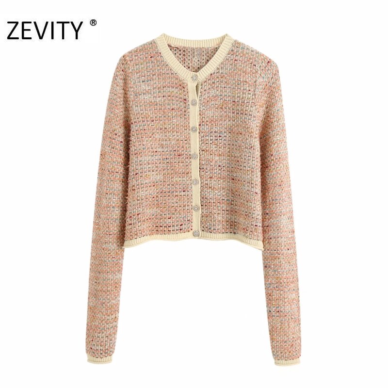 ZEVITY women o neck patchwork knitting sweater coa... – Grandado