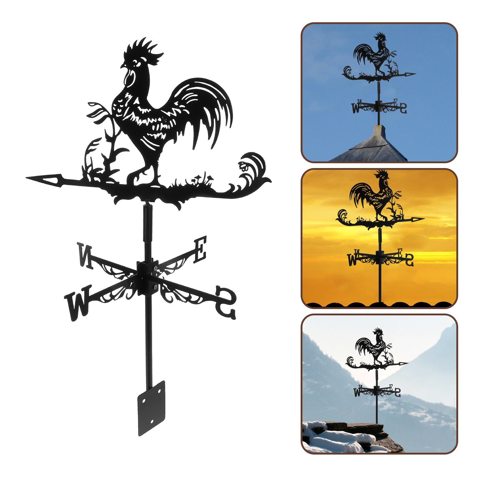 Rooster Wind Vane Rooftop Weather Vane Retro Metal... – Grandado