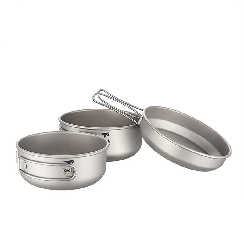 Keith 3pcs Camping Cookware Set Titanium Pot Pan C... – Grandado