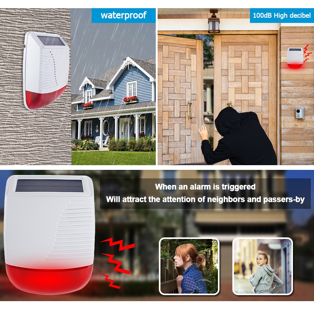 Awaywar 433MHz Wireless Solar outdoor Siren light ... – Vicedeal