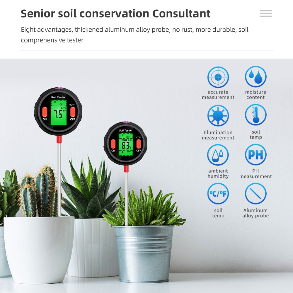 Soil Tester Digital 5-in-1 Soil pH Meter Moisture ... – Vicedeal