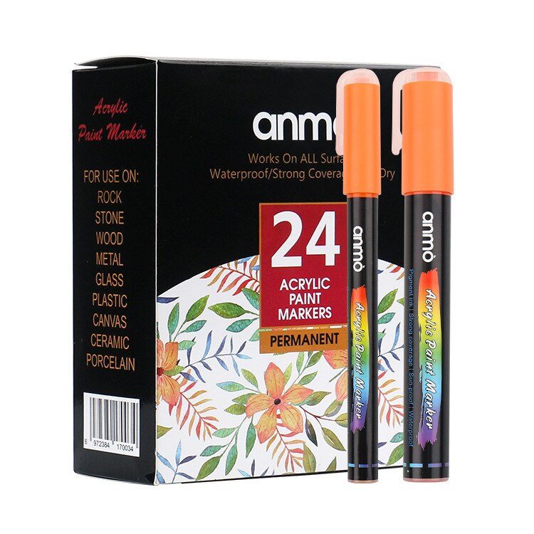 Double 12 color acrylic marker pen set water-based... – Grandado