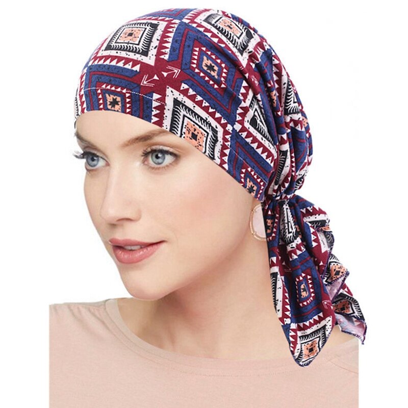 Stretch cotton print turban hat braid toe cap fema... – Vicedeal