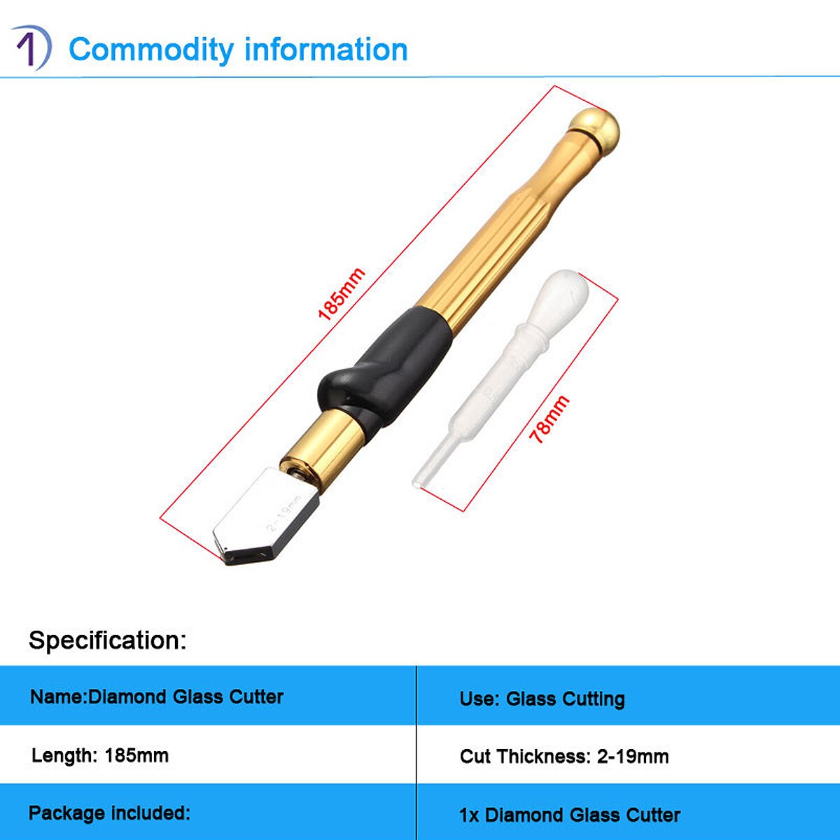 175mm Diamond Glass Cutter 2-19mm Carbonization Tu... – Grandado