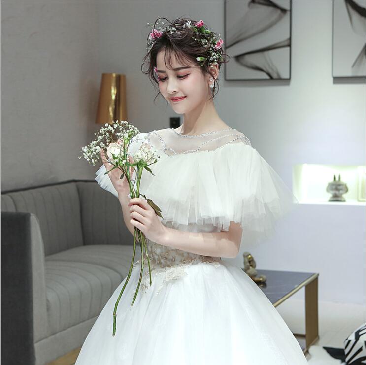 Perlen Hochzeit Mantel Süße Prom Party wickeln Tül... – Grandado