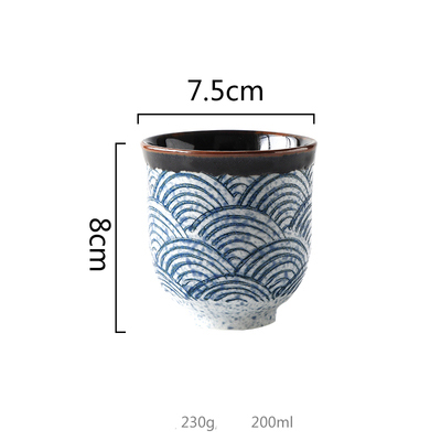 ANTOWALL Japanese Sea Wave Cups Ceramic Teacup Wat... – Grandado