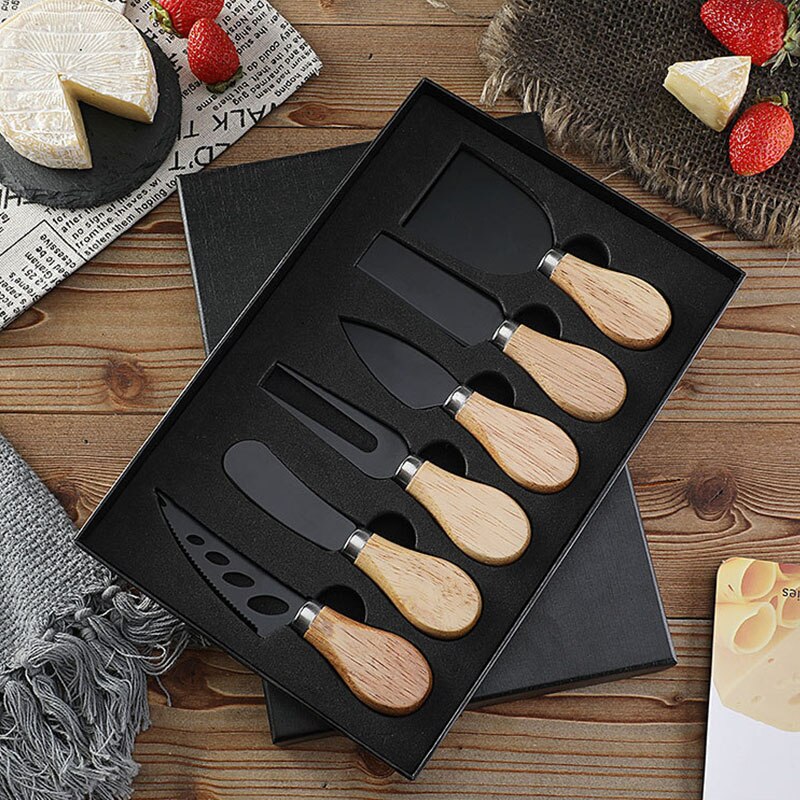 4/6-piece Exquisite Cheese Knife with Rubber Wood ... – Grandado