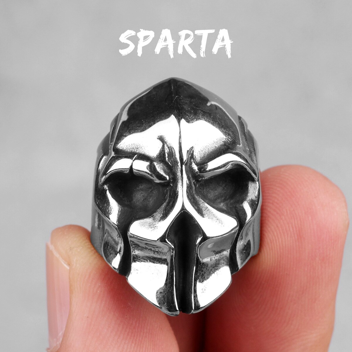 Stainless Steel Men Rings Spartan Helmet Warrior S... – Grandado