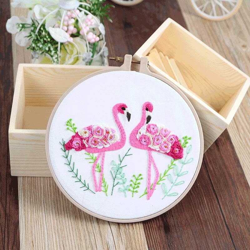 DIY Embroidery Kits Flamingo Pattern Printed Cross... – Vicedeal