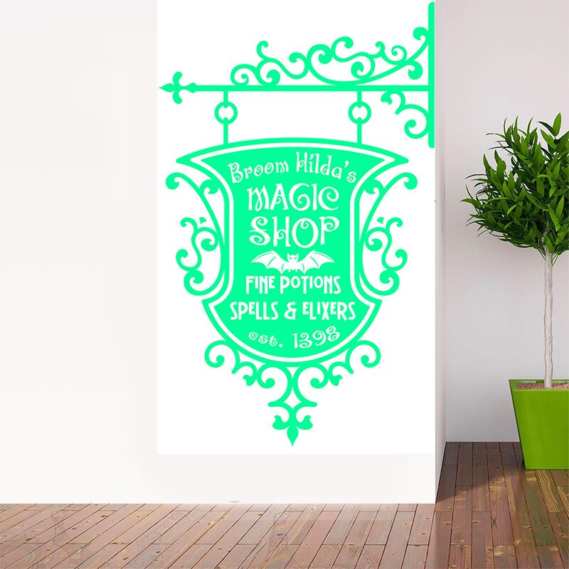 Happy Halloween Broom Hildas Magic Shop Sign Livin... – Grandado