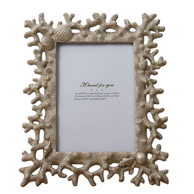 Resin Sea Coral Picture Frame, Back Easel Seashell... – Grandado