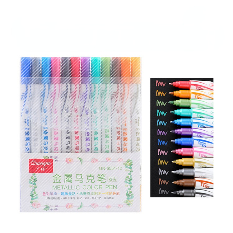 Double-headed Soft and Hard Metal Pen 12-color Set... – Vicedeal