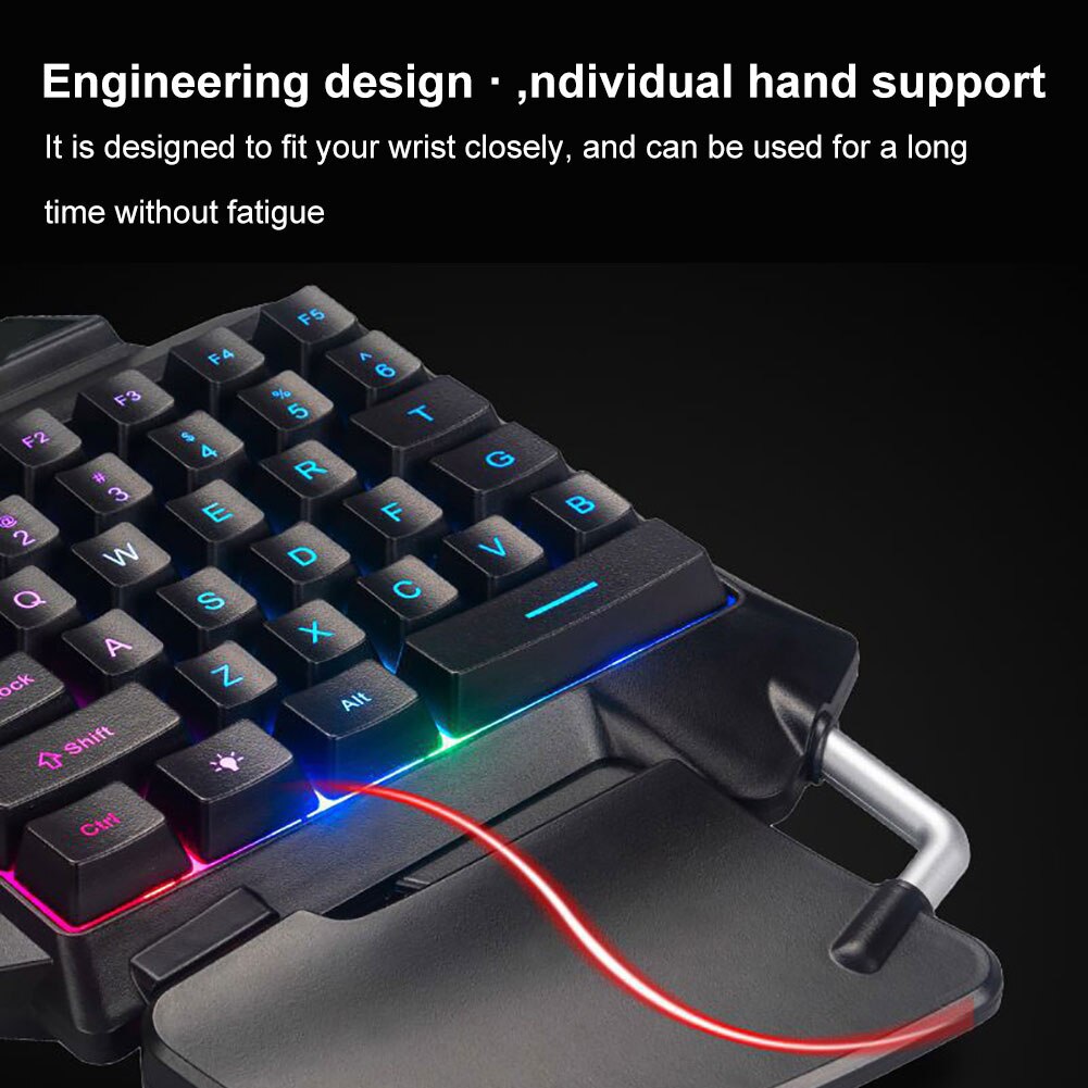 D15 Ergonomic Single One Hand Backlit Gaming Keybo... – Vicedeal
