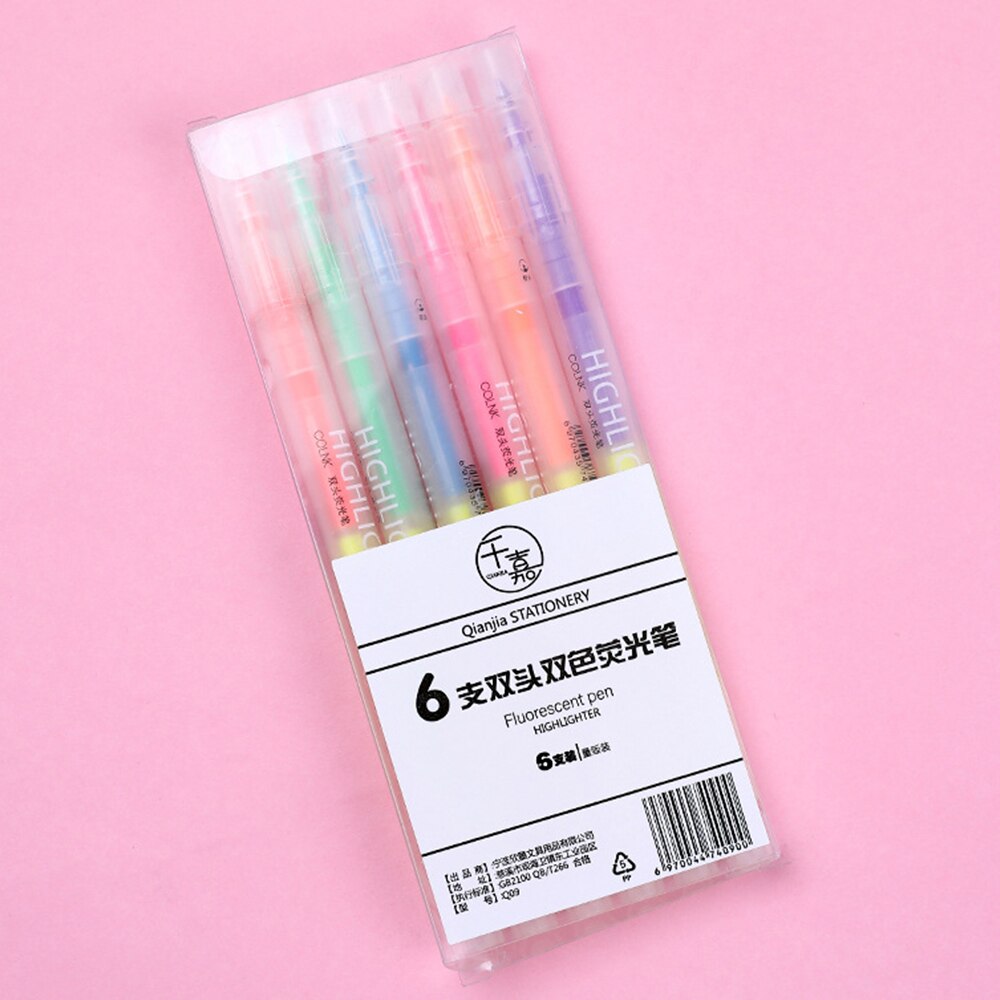 3/6pcs Cute Multi Color Fluorescent Pen Double-Hea... – Grandado