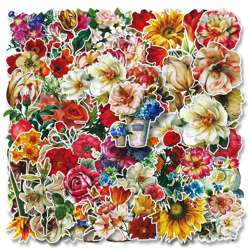 50Pcs Romantische Bloem Sticker Diy Scrapbooking B... – Grandado