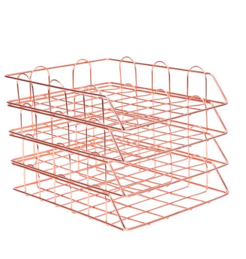 Gold Metal File Tray Desk Accessorie Magazine Hold... – Vicedeal