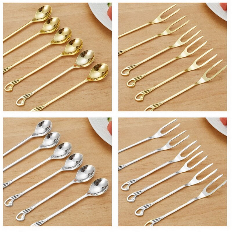 7Pcs Swan Fruit Base Holder Forks Set Stainless St... – Vicedeal